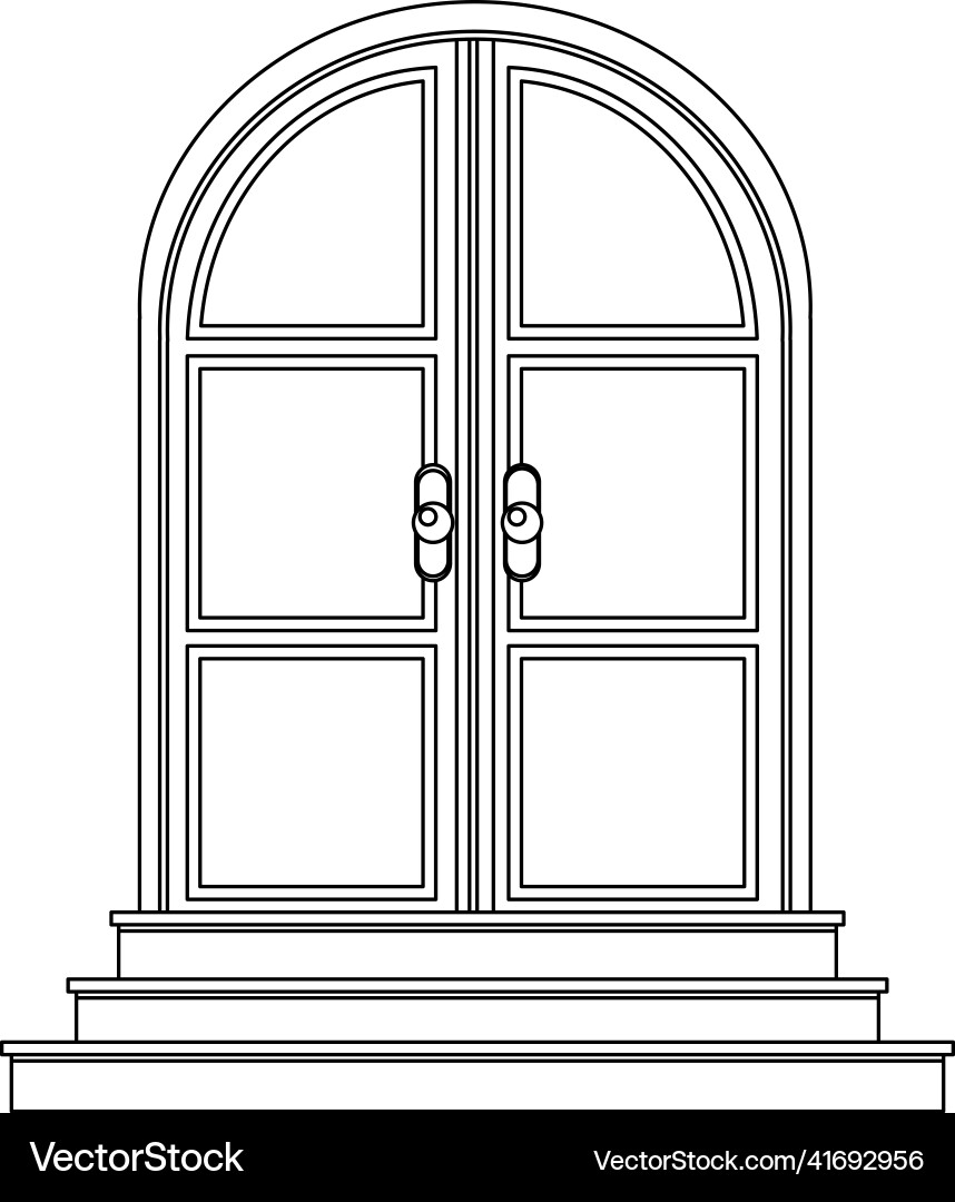 Door doodle outline for colouring Royalty Free Vector Image