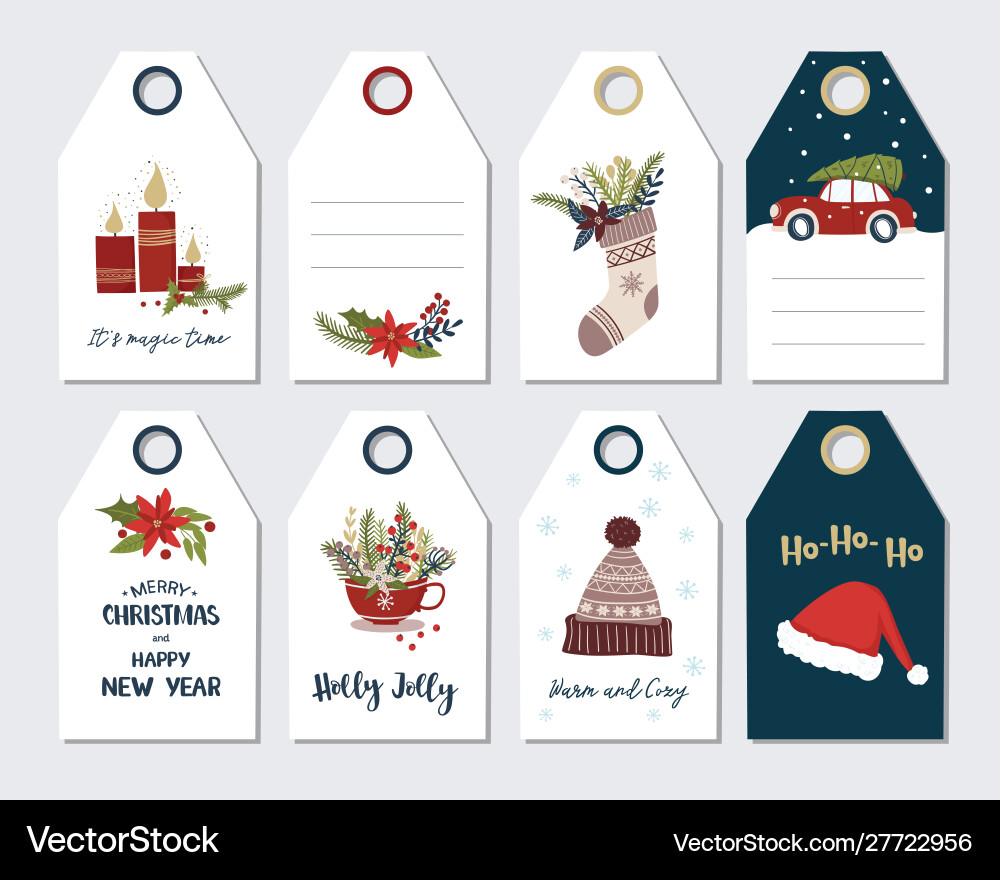 Festive Holiday Gift Tags Royalty Free Vector Image