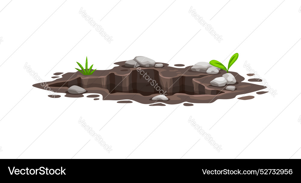 Ground hole deep dirty pit and burrow in soil Vector Image