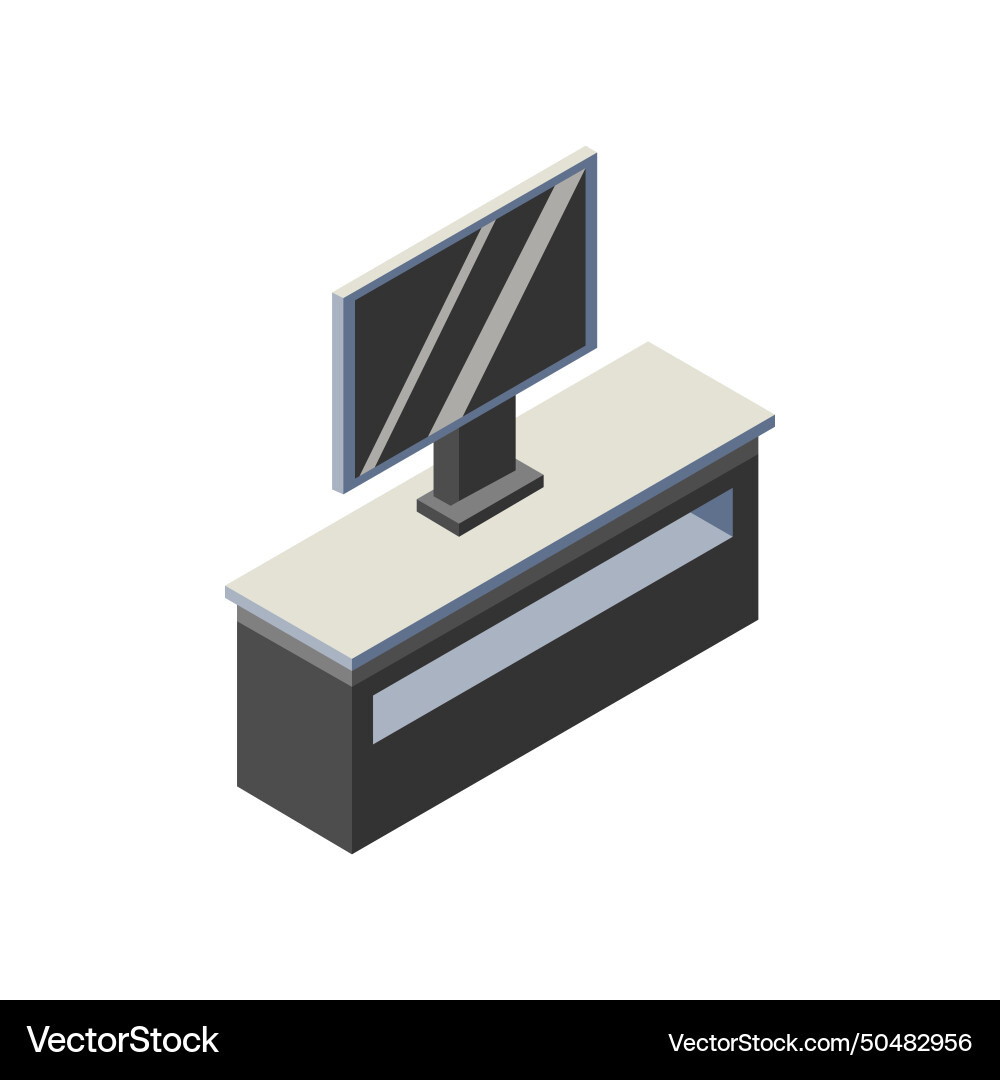 Isometric table and television concept design Vector Image