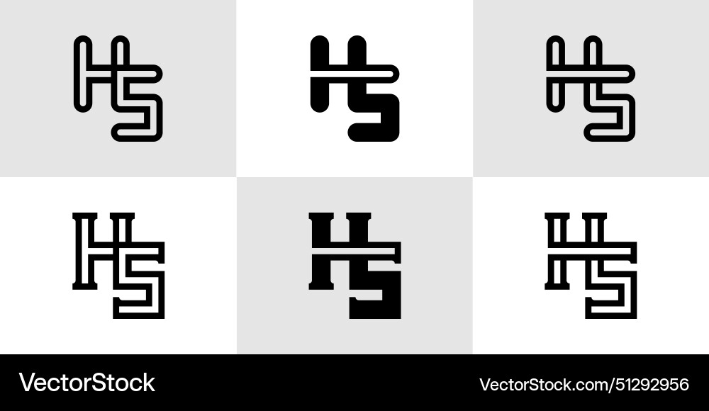 Letters hs monogram logo set suitable Royalty Free Vector