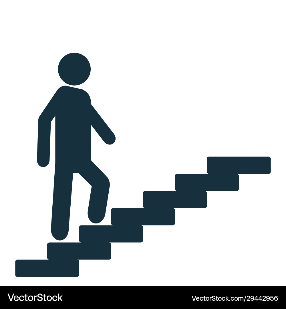 Man on stairs goes up motivation icon Royalty Free Vector