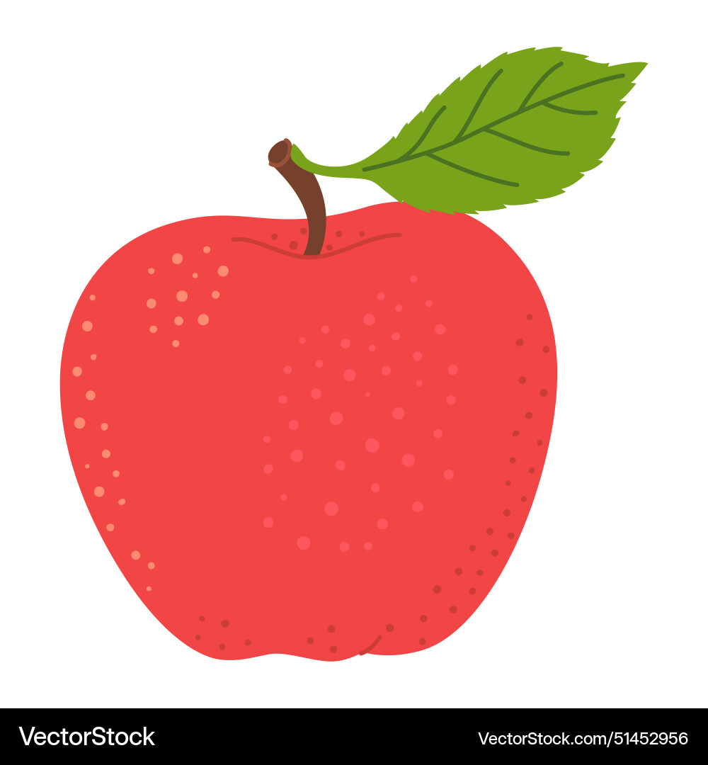 Red juicy ripe apple with green leaf Royalty Free Vector