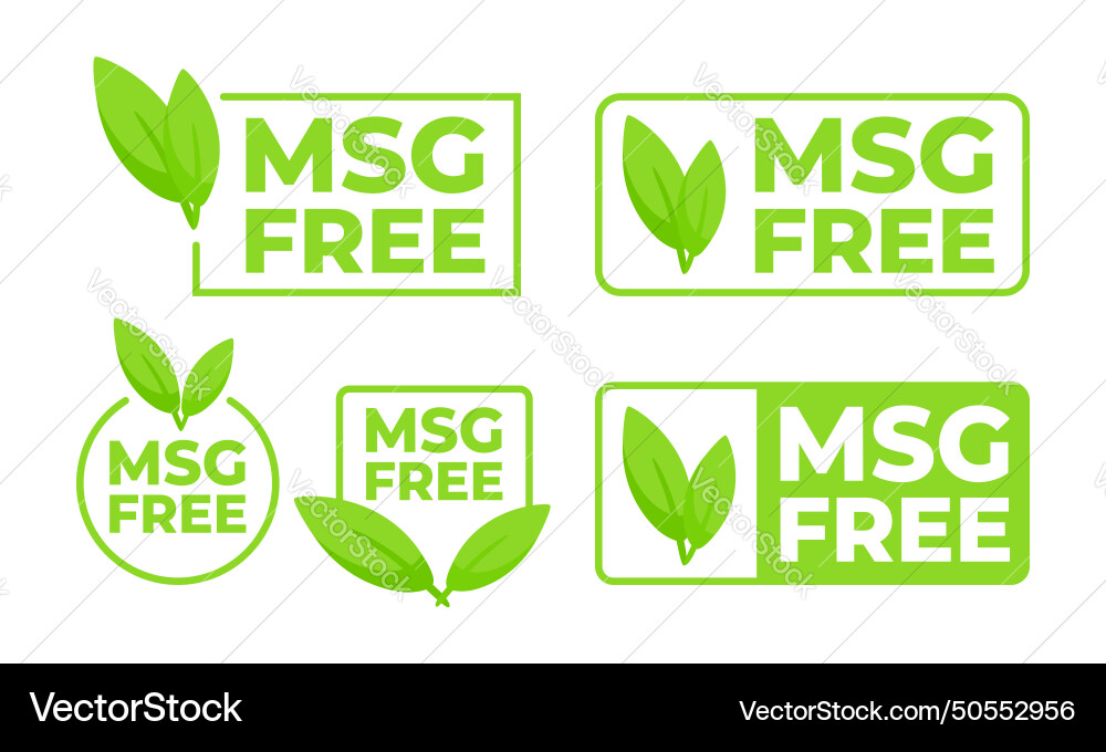 Set of green labels with msg free text and a leaf Vector Image
