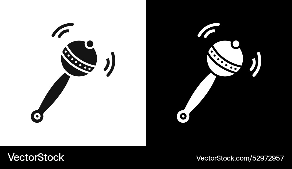 Baby rattle icon flat set outline Royalty Free Vector Image
