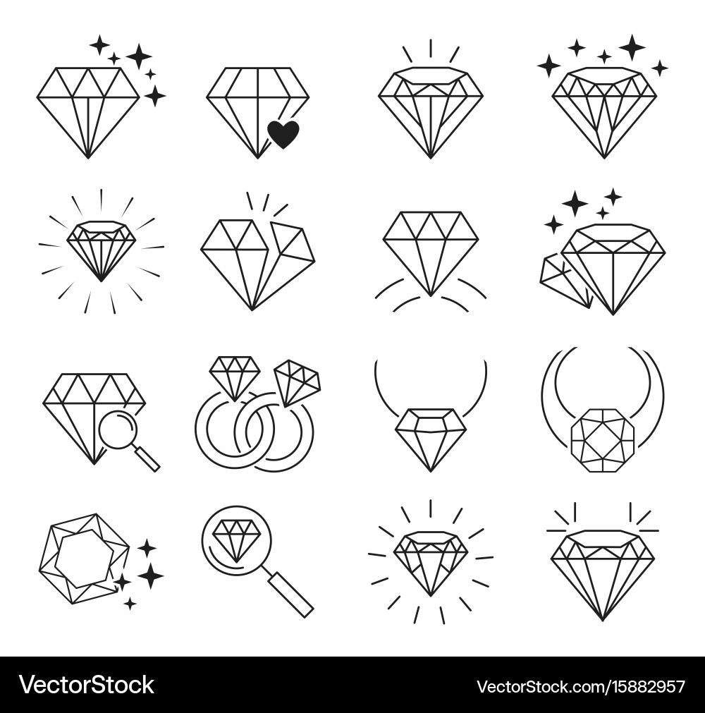 Diamonds icon set Royalty Free Vector Image - VectorStock