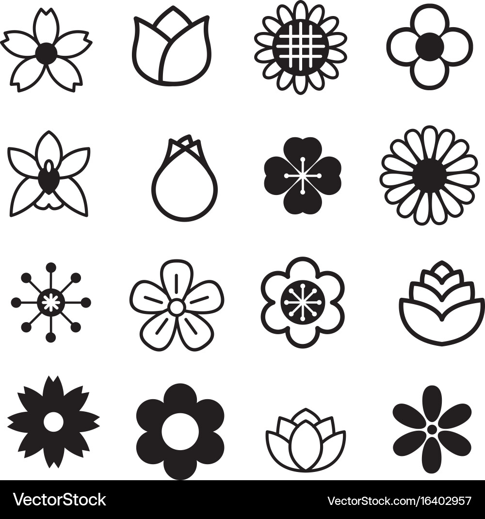 Flower icons Royalty Free Vector Image - VectorStock