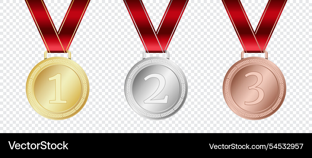 Gold Silber und Bronze Medaille realistisch Set Vektorbild