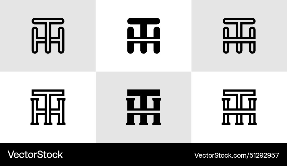 Letters ht monogram logo set suitable Royalty Free Vector