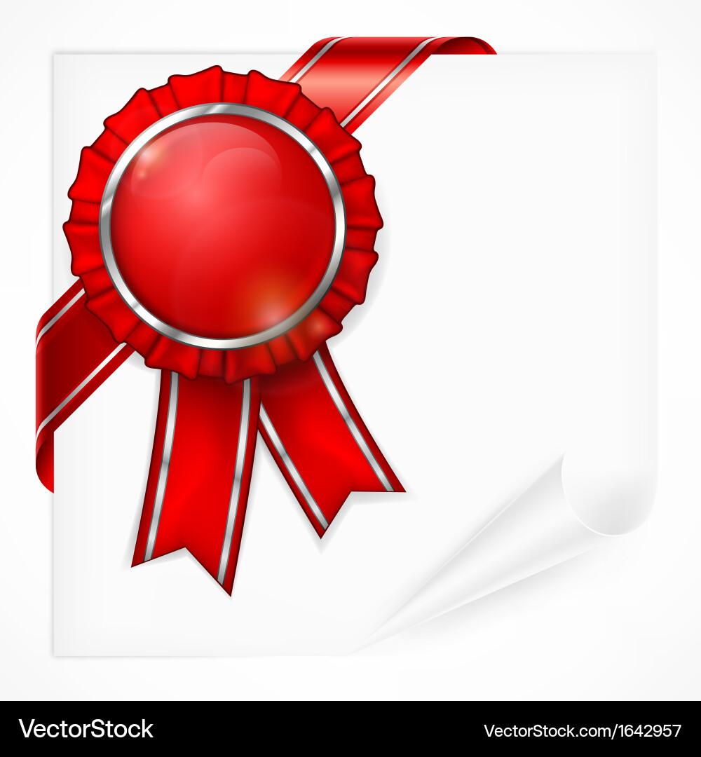 Red Ribbon Award Certificate Royalty Free Vector Image
