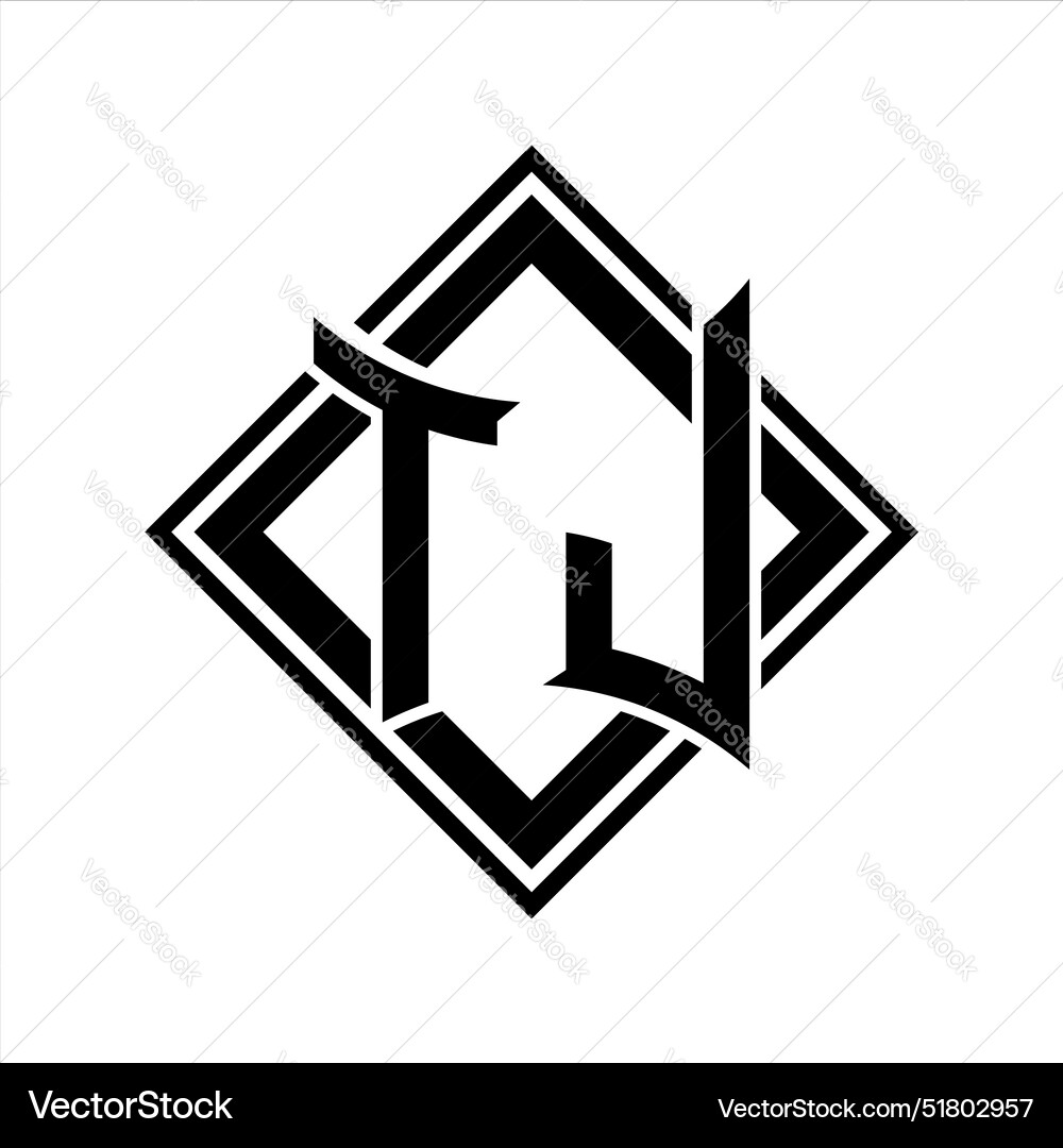 Tj letter logo with abstract shield shape Vector Image