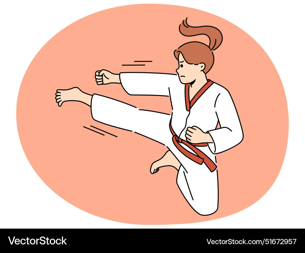 Woman in kimono practice karate Royalty Free Vector Image