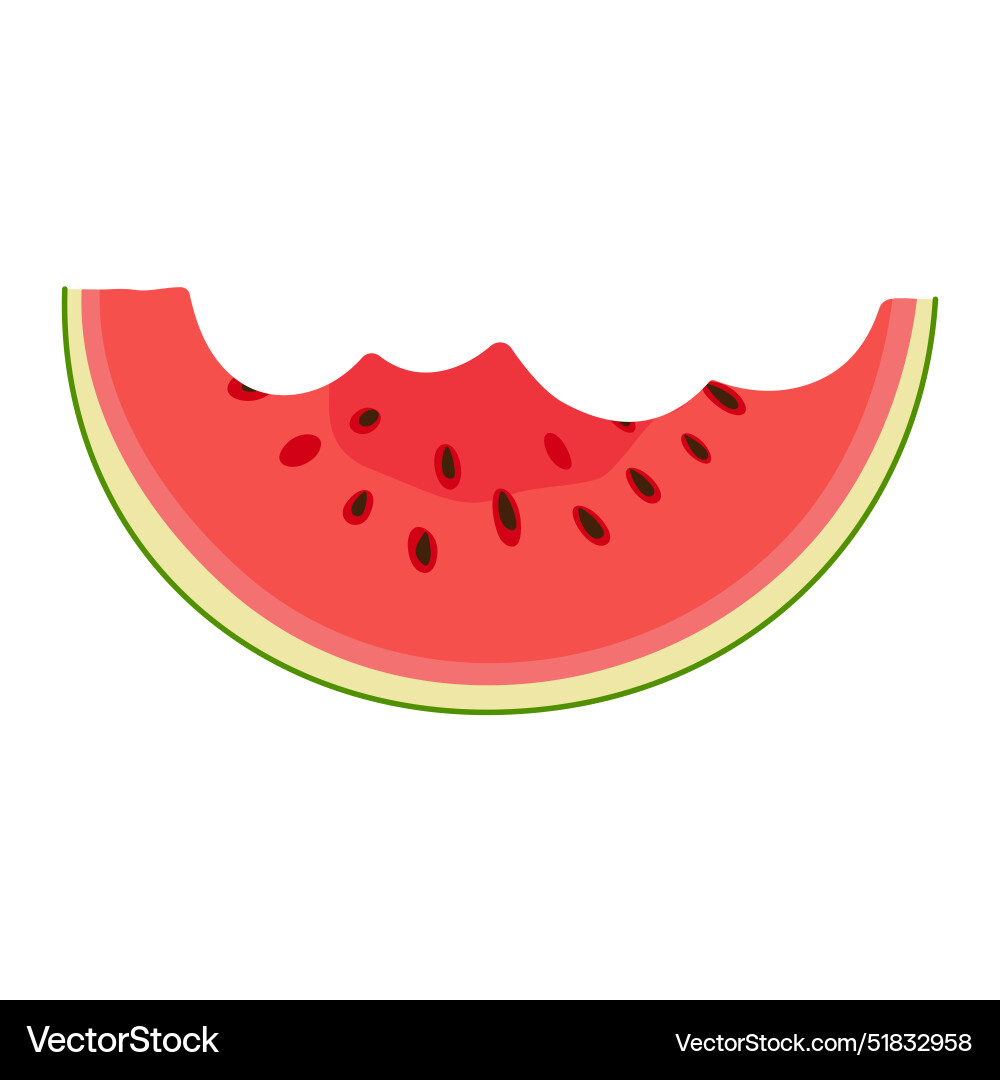 Bitten watermelon slice rind Royalty Free Vector Image