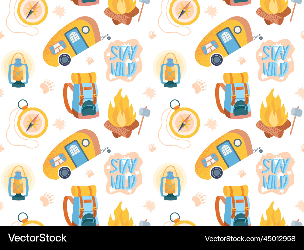 Camping Pattern - Adventure Style Royalty Free Vector Image