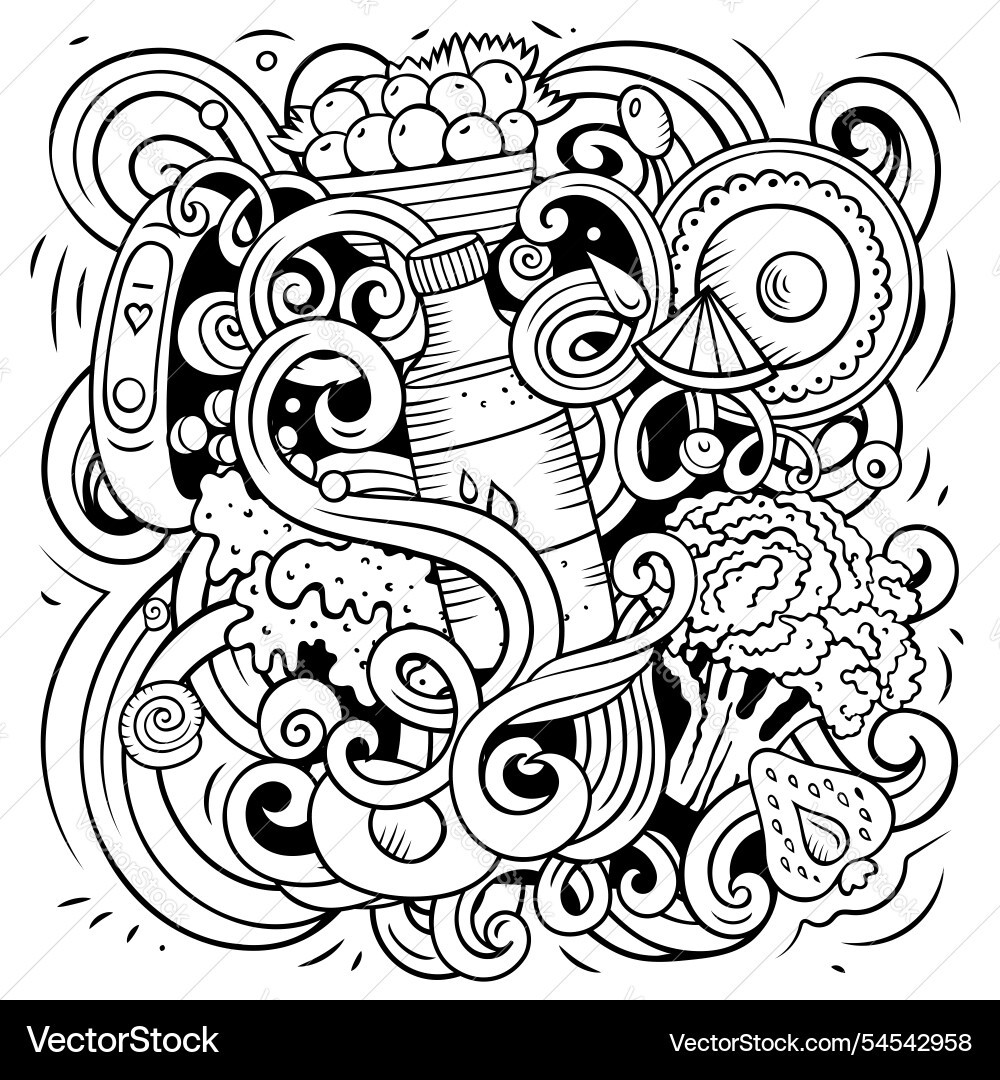 Cartoon doodles diet food Royalty Free Vector Image