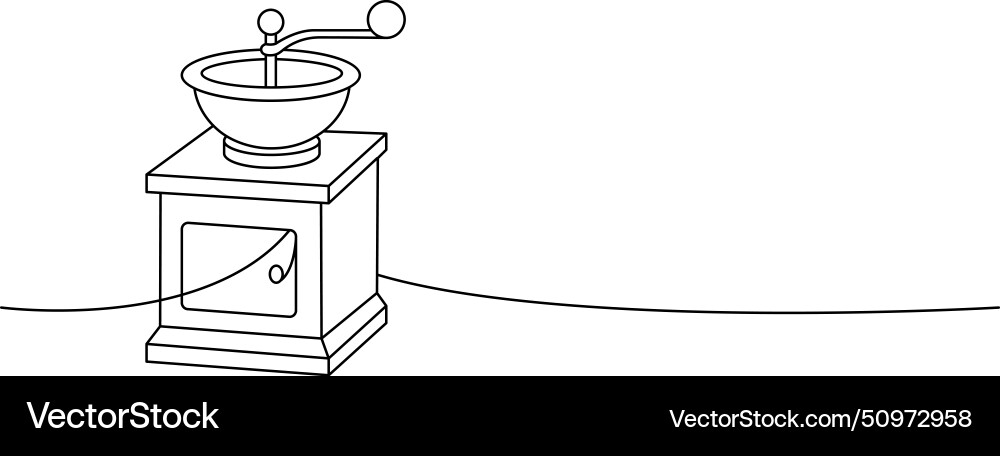Coffee grinder one line continuous drawing hand Vector Image