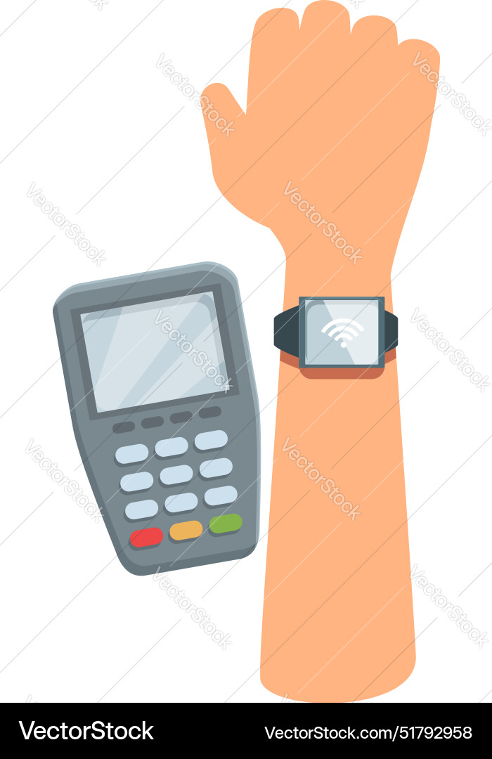 Customer paying using smartwatch contactless nfc Vector Image