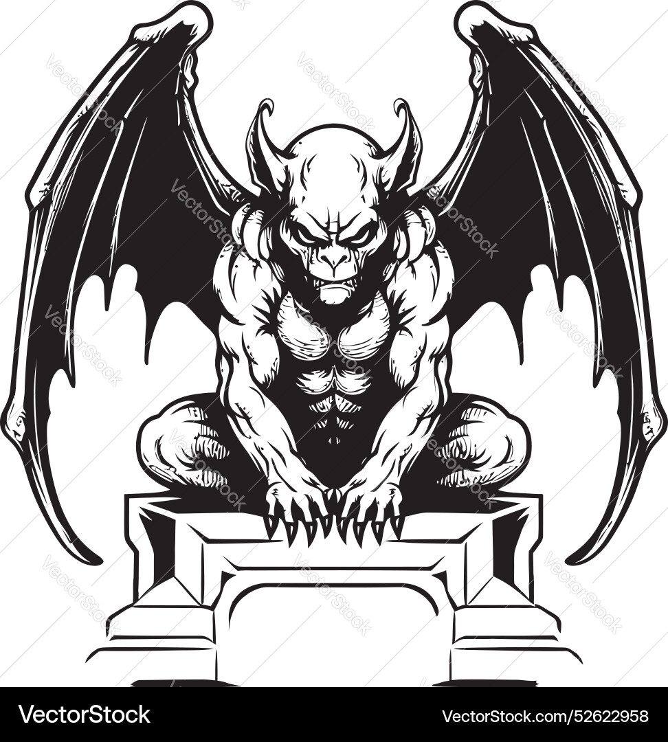 Ethereal guardian gargoyle full body statue Vector Image