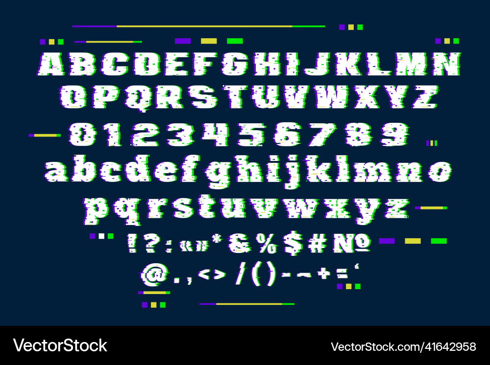 Font in glitch style Royalty Free Vector Image
