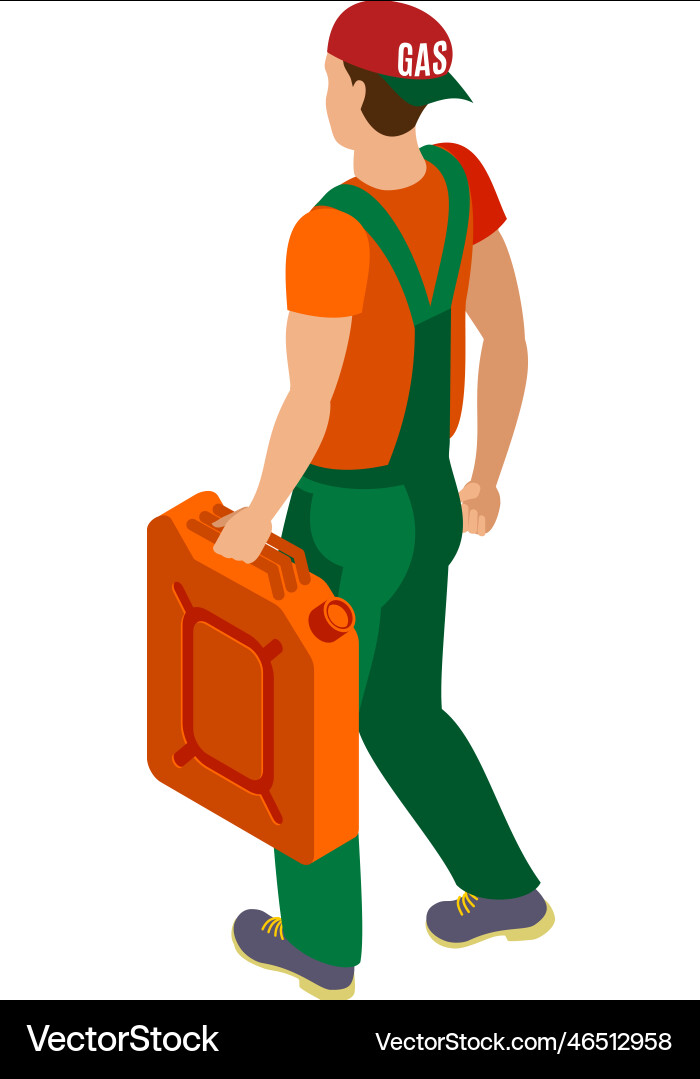 Gas Station Worker with Jerrican Royalty Free Vector Image