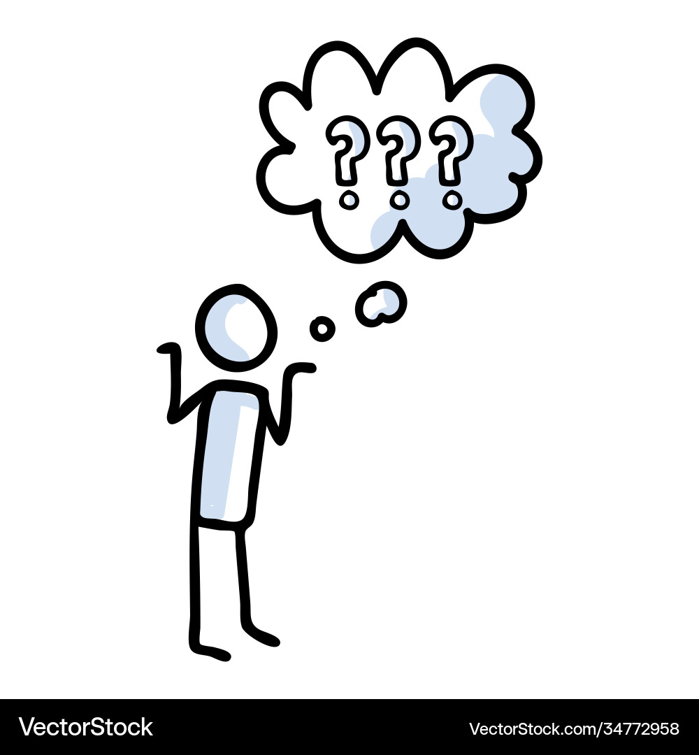 Hand drawn stickman confused with speech bubble Vector Image