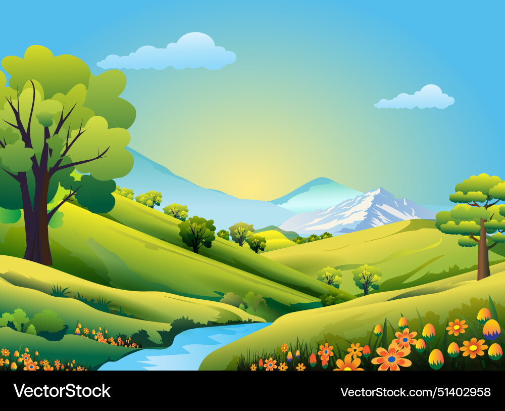 Hill landscape Royalty Free Vector Image - VectorStock