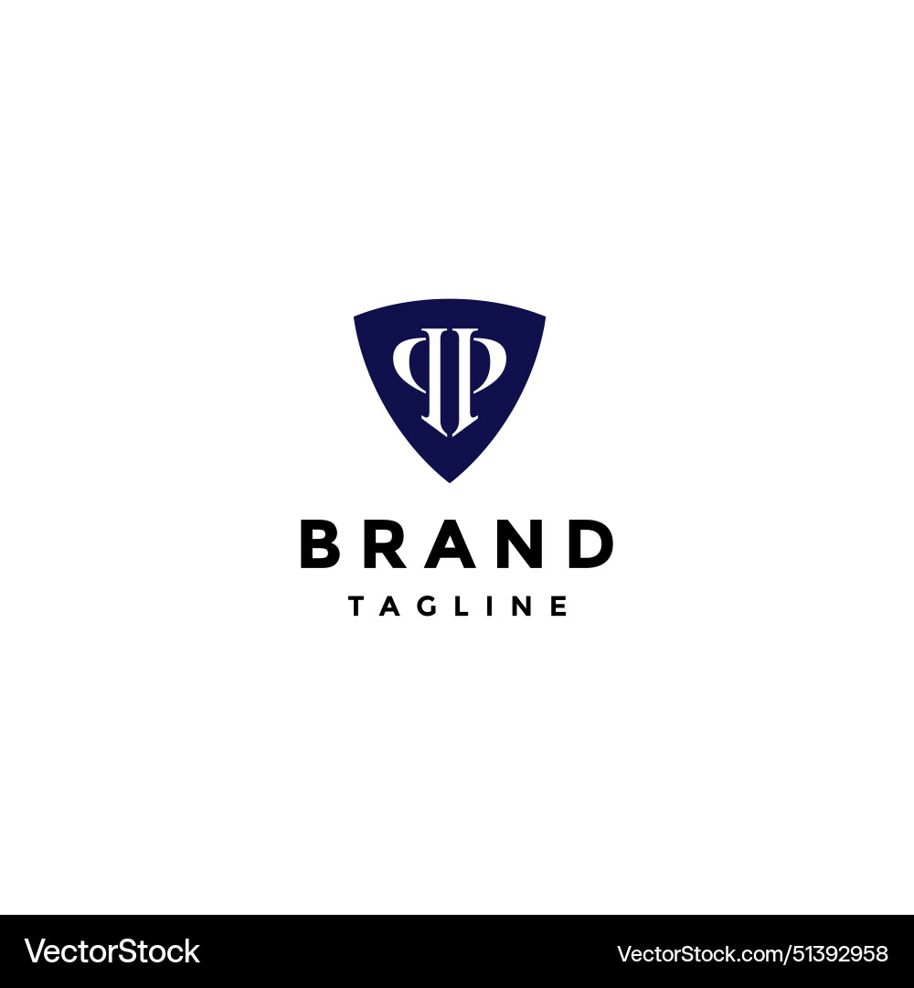 Initial letter pp inside shield icon logo design Vector Image