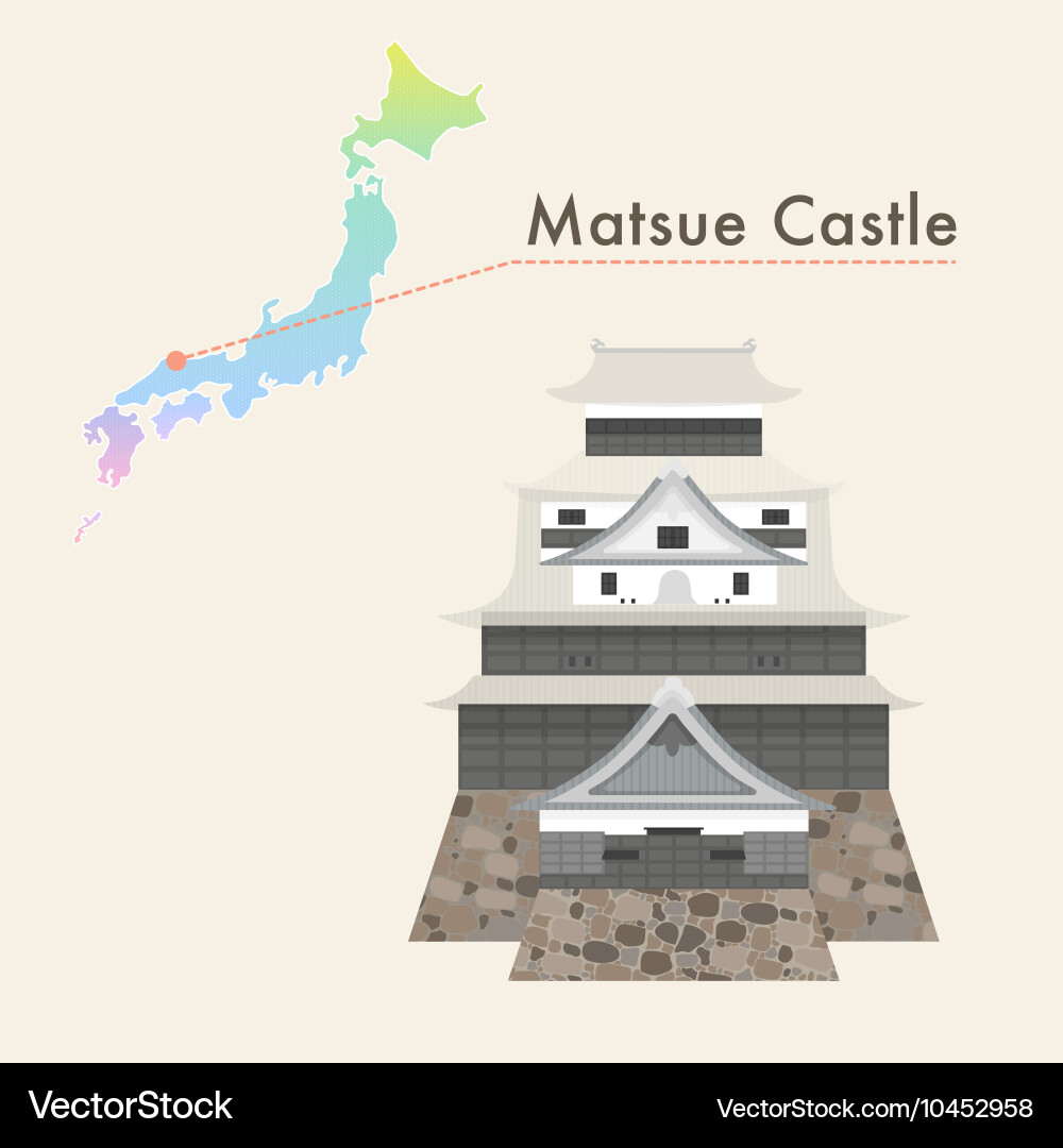 Japan castle matsue Royalty Free Vector Image - VectorStock