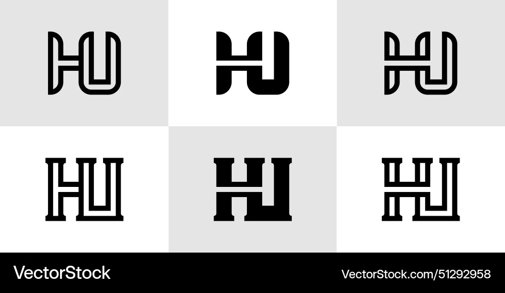Letters hu monogram logo set suitable Royalty Free Vector