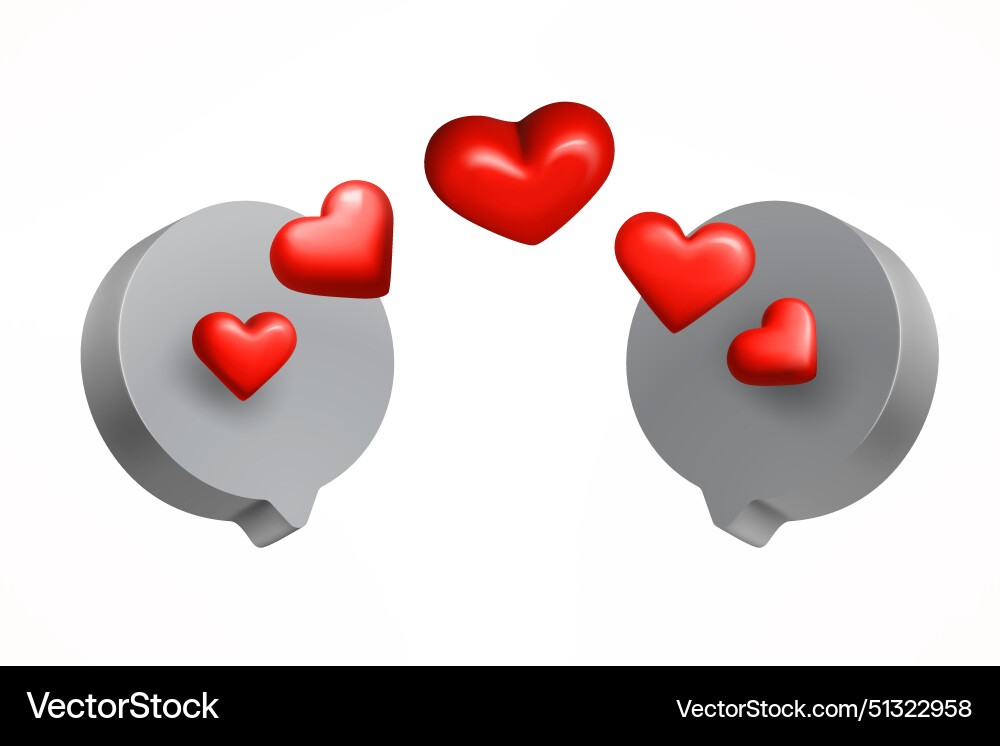 Love message concept speech bubbles with hearts Vector Image
