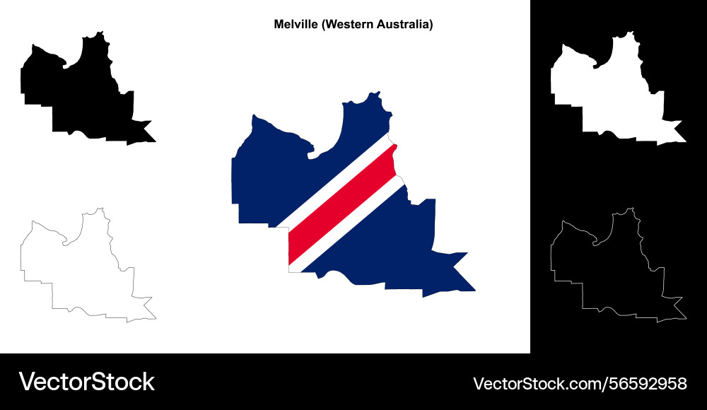 Melville outline map Royalty Free Vector Image