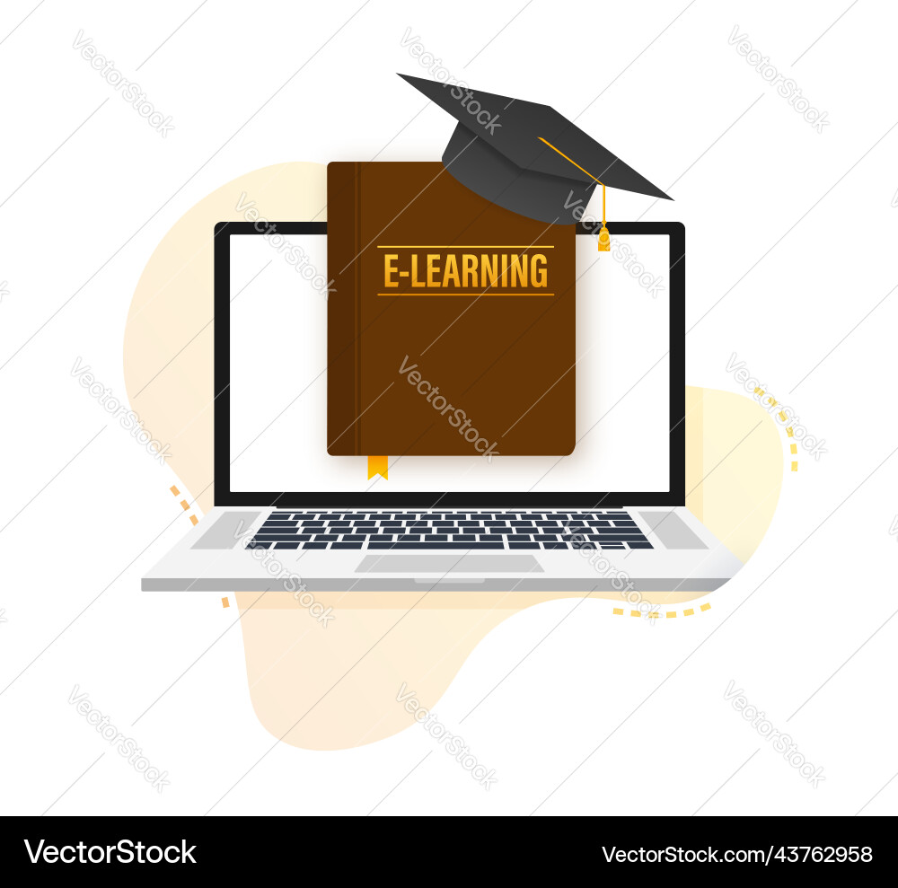 Modern E-Learning Concept Banner Royalty Free Vector Image