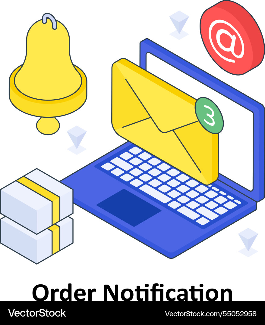 Order notification isometric colored Royalty Free Vector