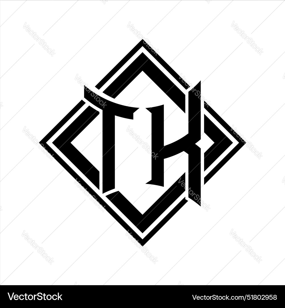 Tk letter logo with abstract shield shape Vector Image