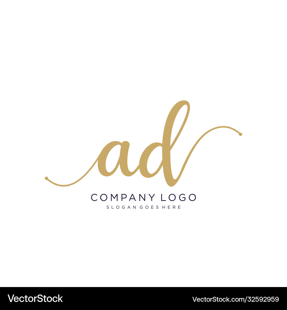 Ad initial handwriting logo design Royalty Free Vector Image