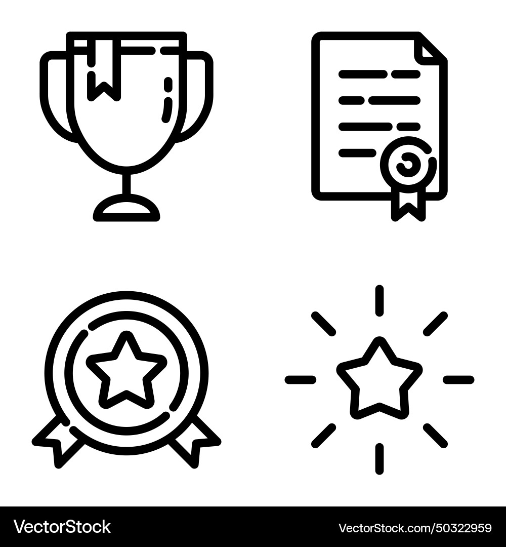 Awards and trophy flat icon set isolated on white Vector Image
