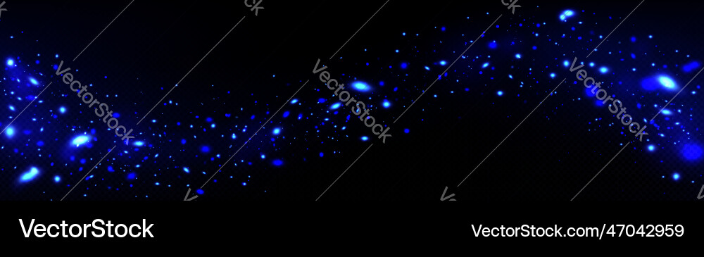 Blue fireflies glowing on transparent background Vector Image