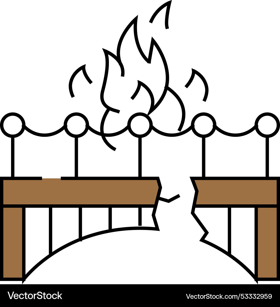 Burn bridge and divorce icon color Royalty Free Vector Image