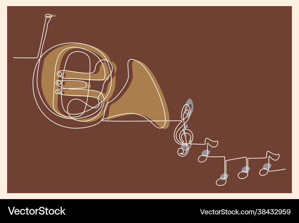 Continuous line drawing musical instrument Vector Image