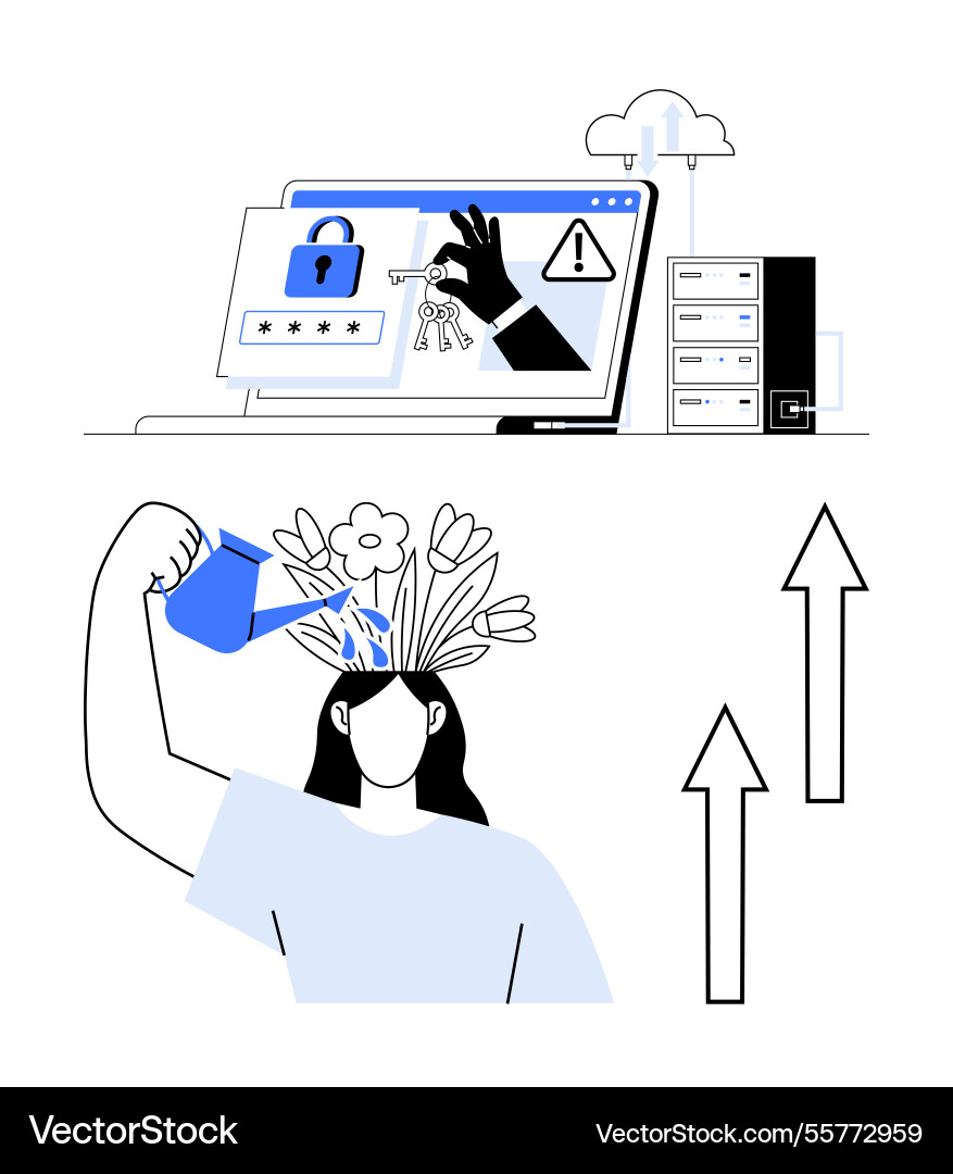 Cybersecurity threats and personal growth concept Vector Image