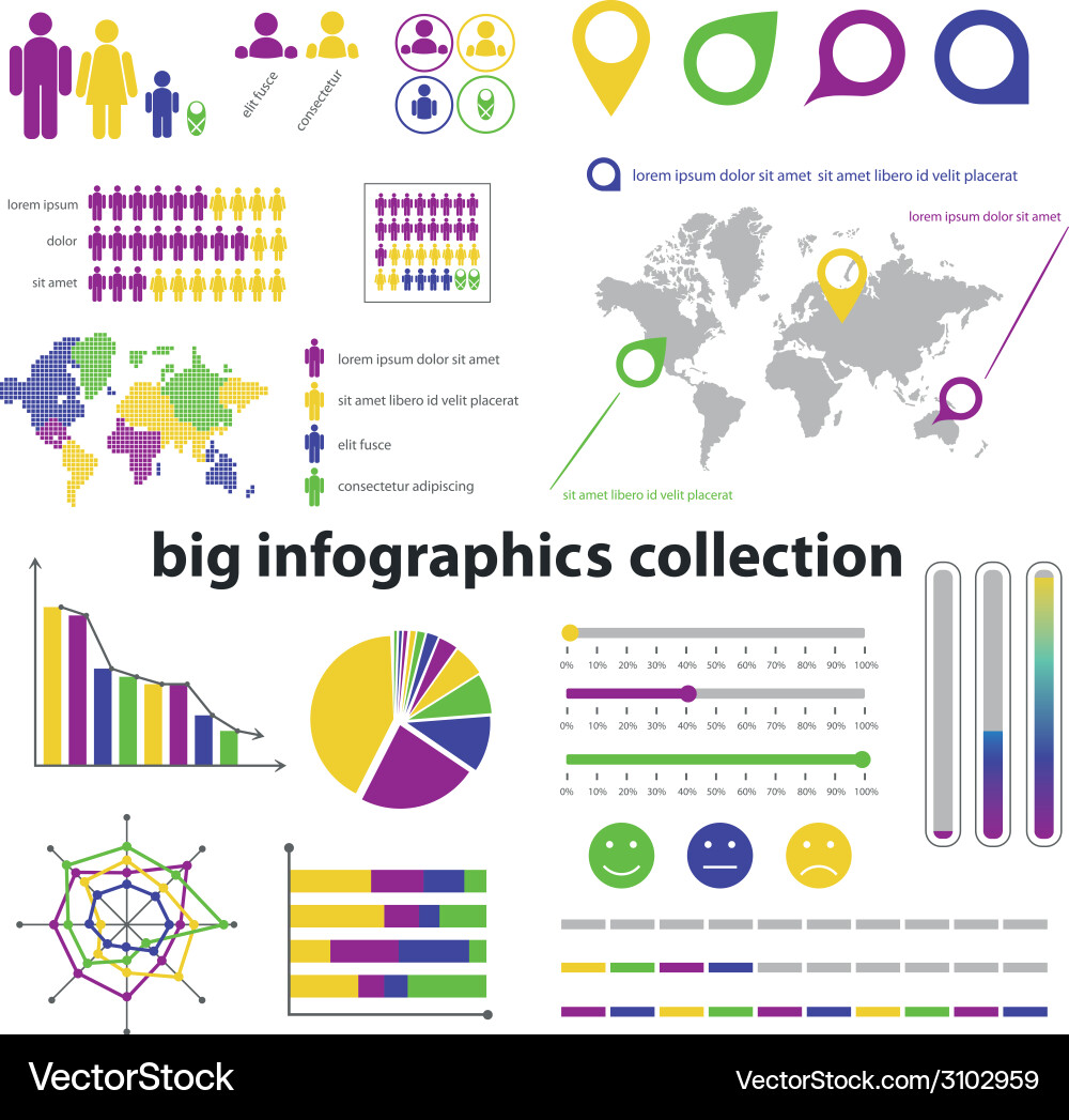 Data Charts & Infographics Collection Vector Image
