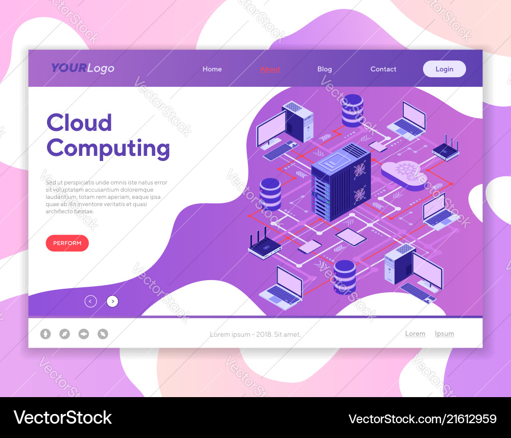 Data Network Cloud Computing Technology Isometric Vector Image