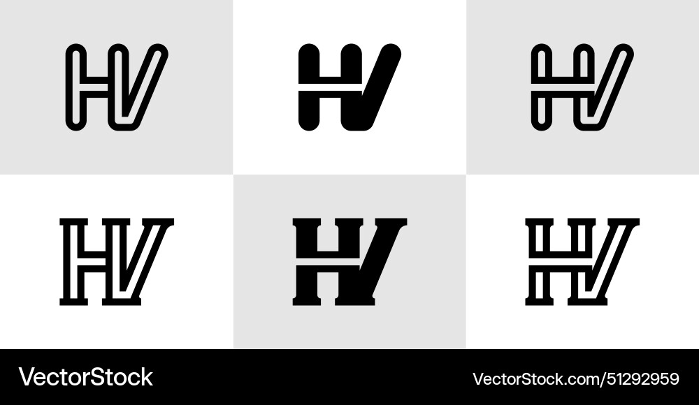 Letters hv monogram logo set suitable Royalty Free Vector