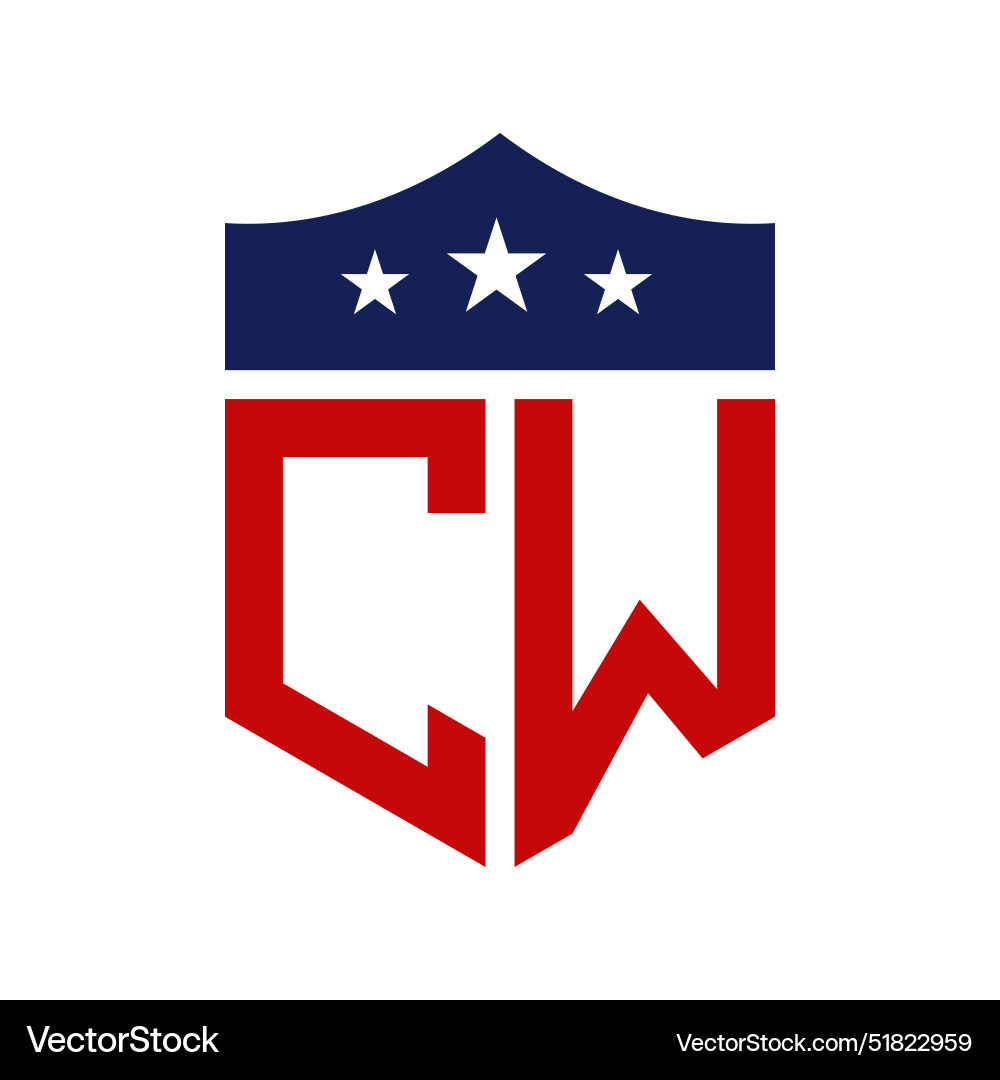 Patriotic cw logo design letter Royalty Free Vector Image