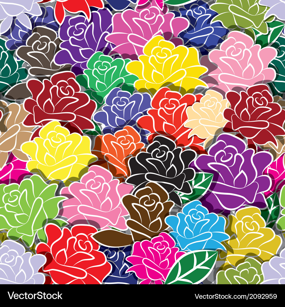 Seamless flower background with colorful rose Vector Image