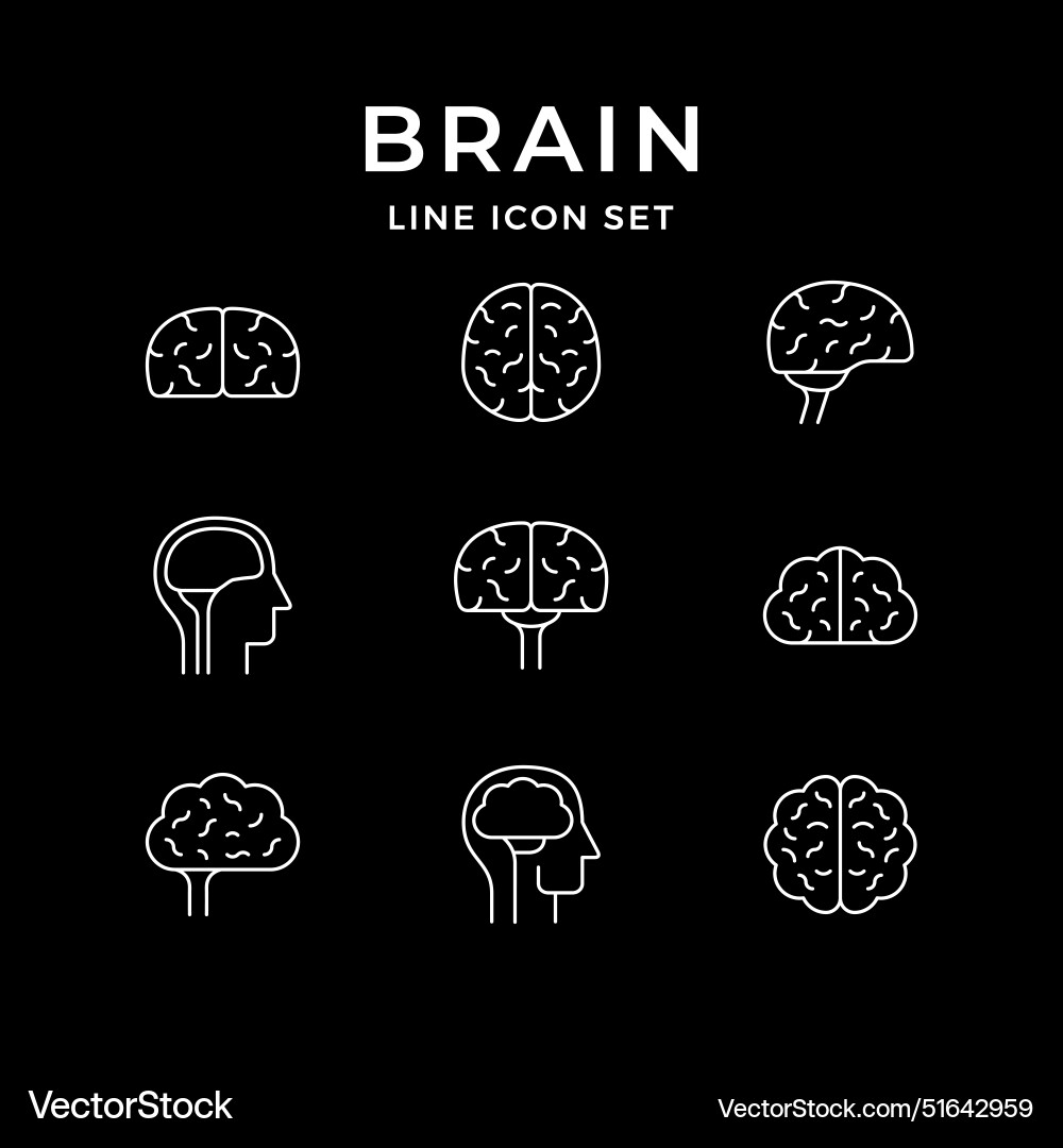 Set line icons of brain Royalty Free Vector Image