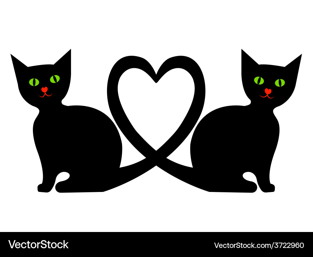 Cats with heart Royalty Free Vector Image - VectorStock