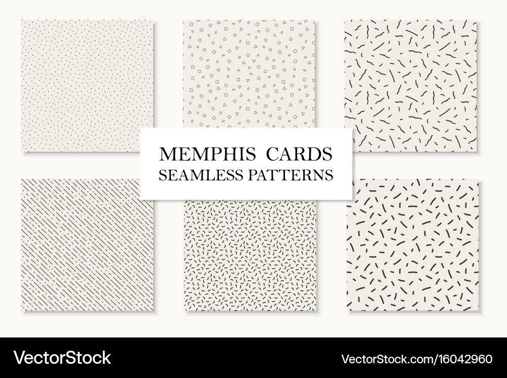 Collection of seamless hand drawn memphis patterns