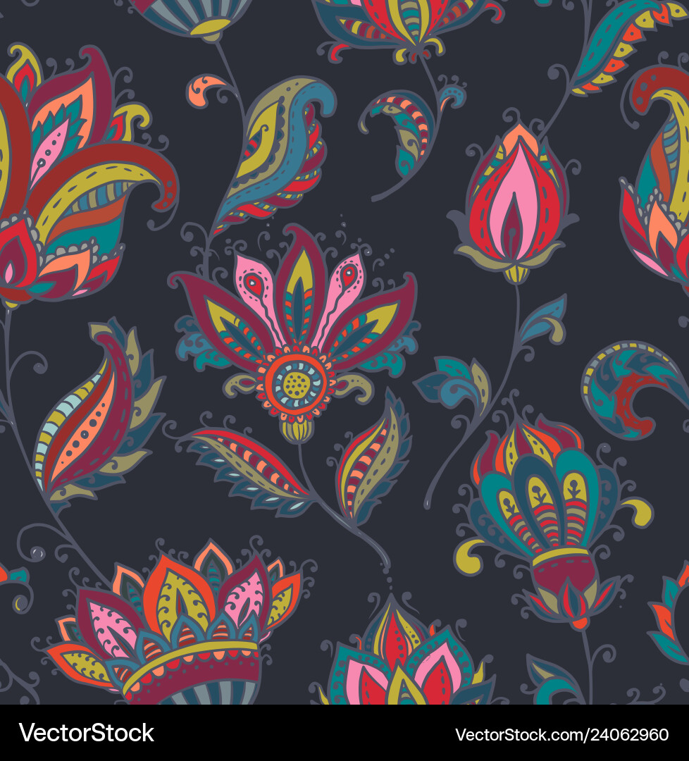 Colorful Paisley Floral Pattern Royalty Free Vector Image