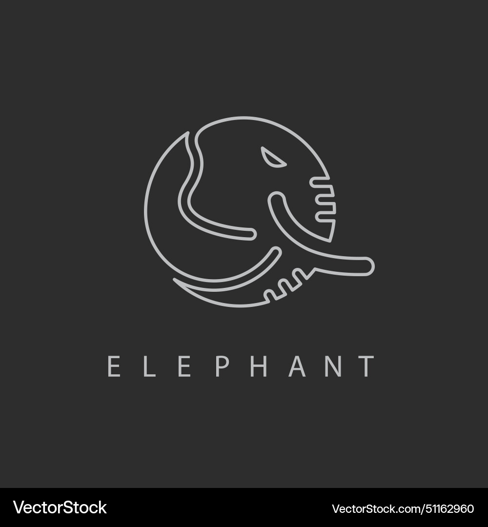 Elephant circle line logo icon concept design Vector Image